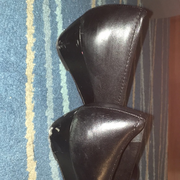 Aldo | Shoes | Used Aldo Black Leather Wedge | Poshmark